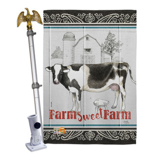 Farm Sweet Farm Nature Farm Animals House Flag Set - Modern - Flags And ...