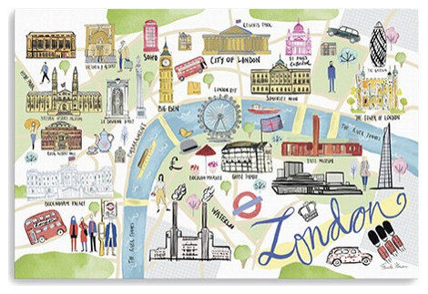 Fun Illustrated London Map Unframed Print Wall Art - Contemporary ...