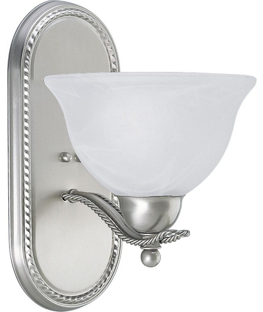 Avalon 1-Light Bath Vanity Brushed Nickel Swirled Alabaster Glass ...