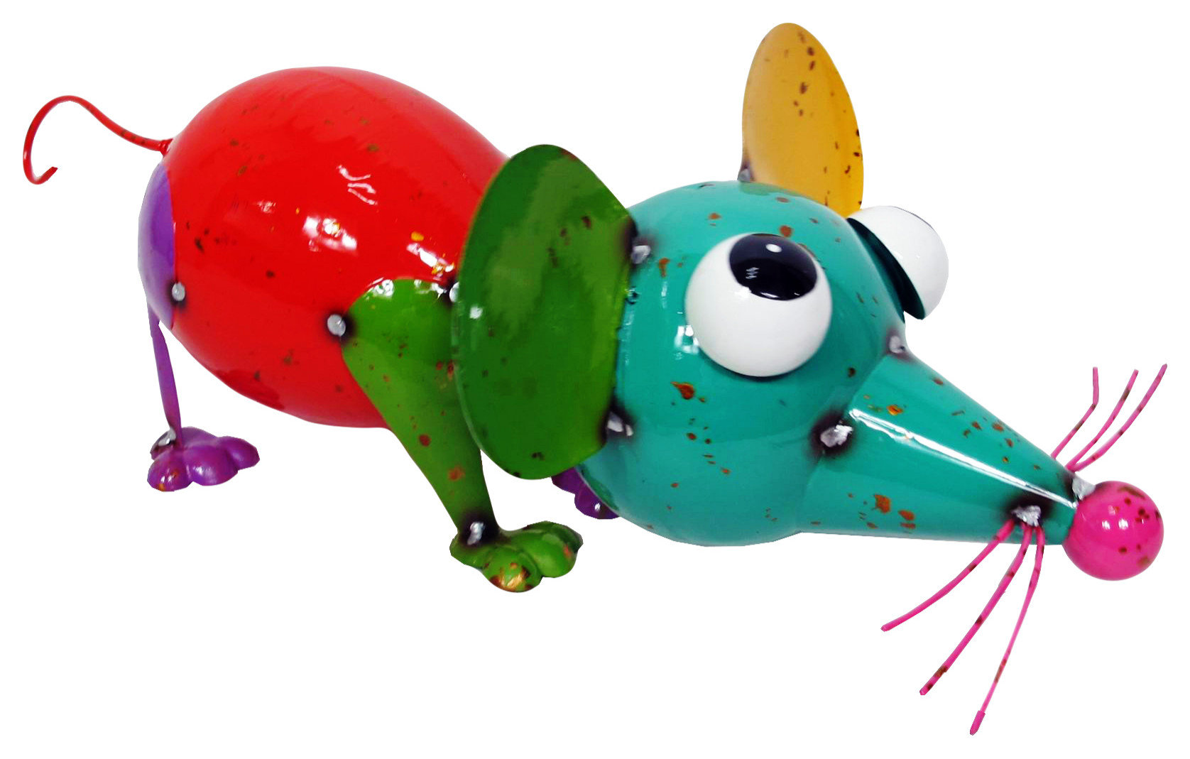 Metal Mouse Garden Statue with Orange Body Outdoor Sculpture Patio ...