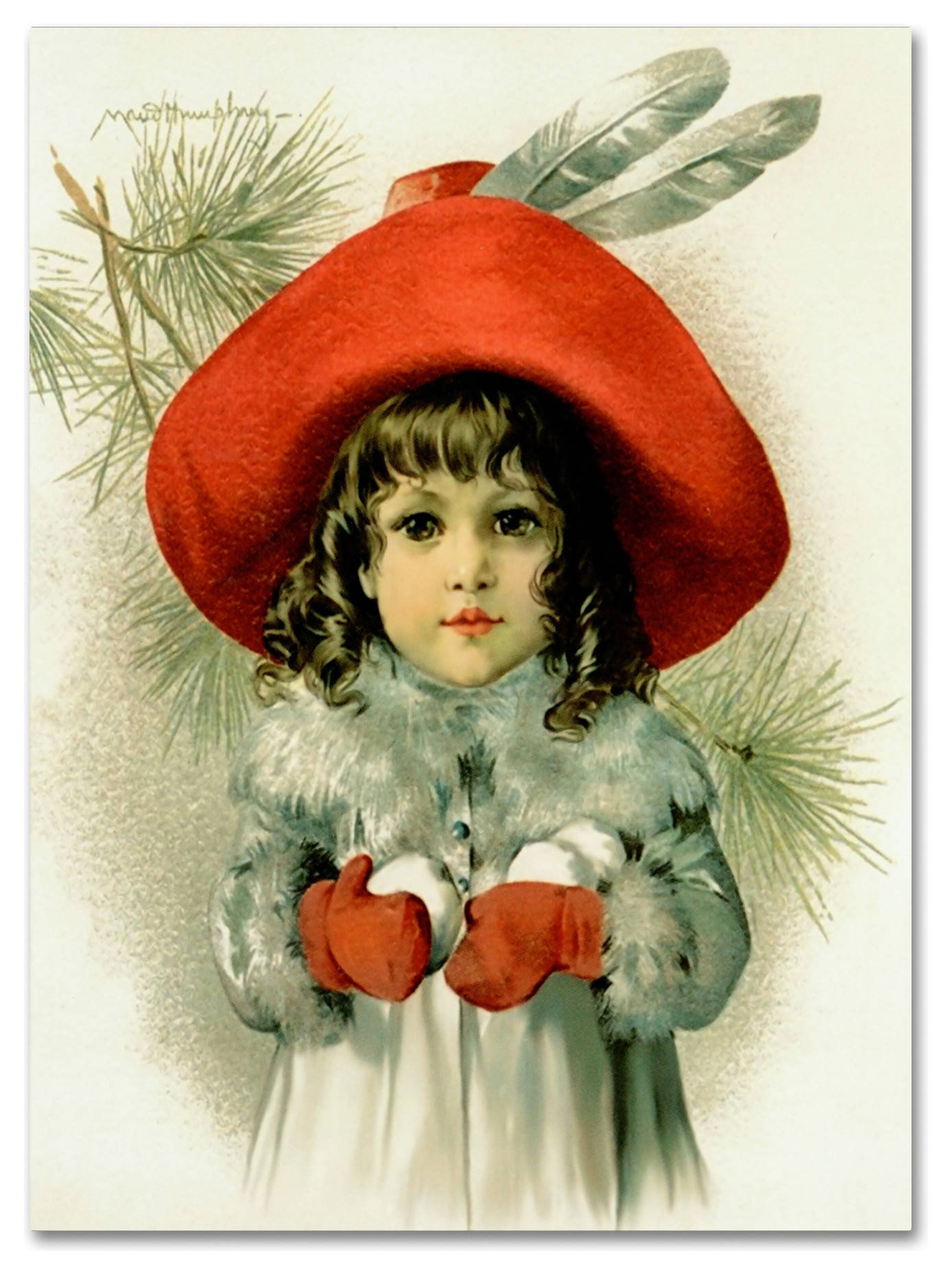 "Xmas Girl With Snowballs" by Vintage Apple Collection, Canvas Art, 19 ...