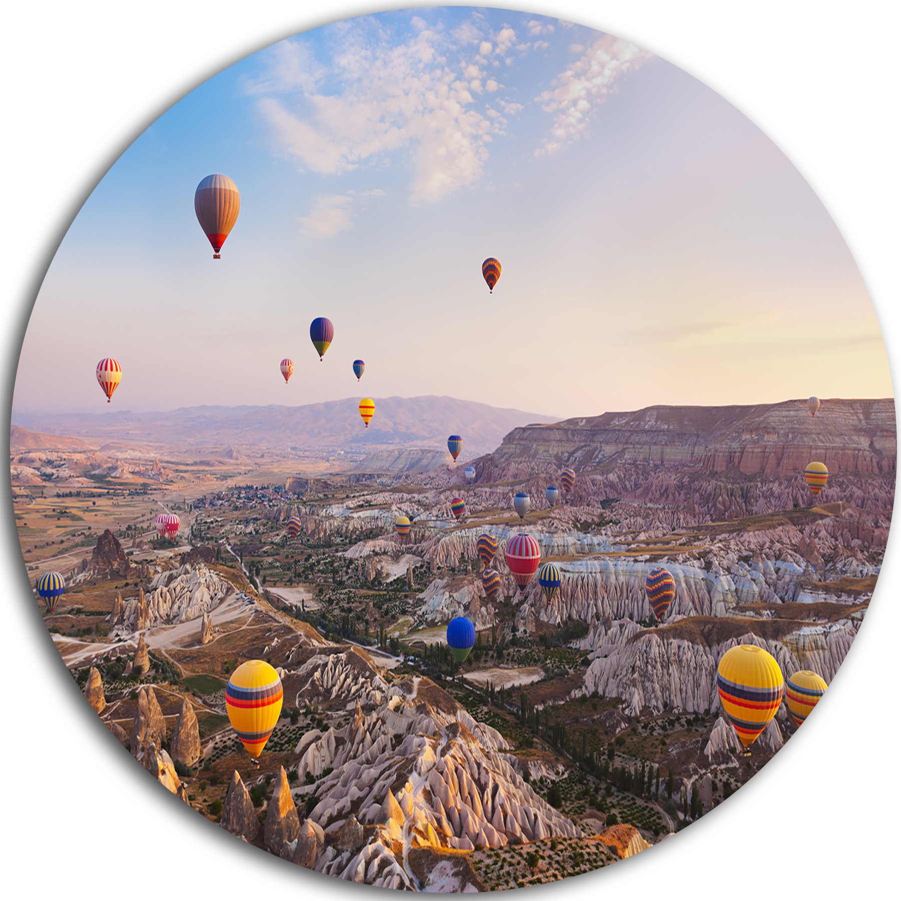 Hot Air Balloon Flying, Photography Round Metal Wall Art, Disc of 23 ...