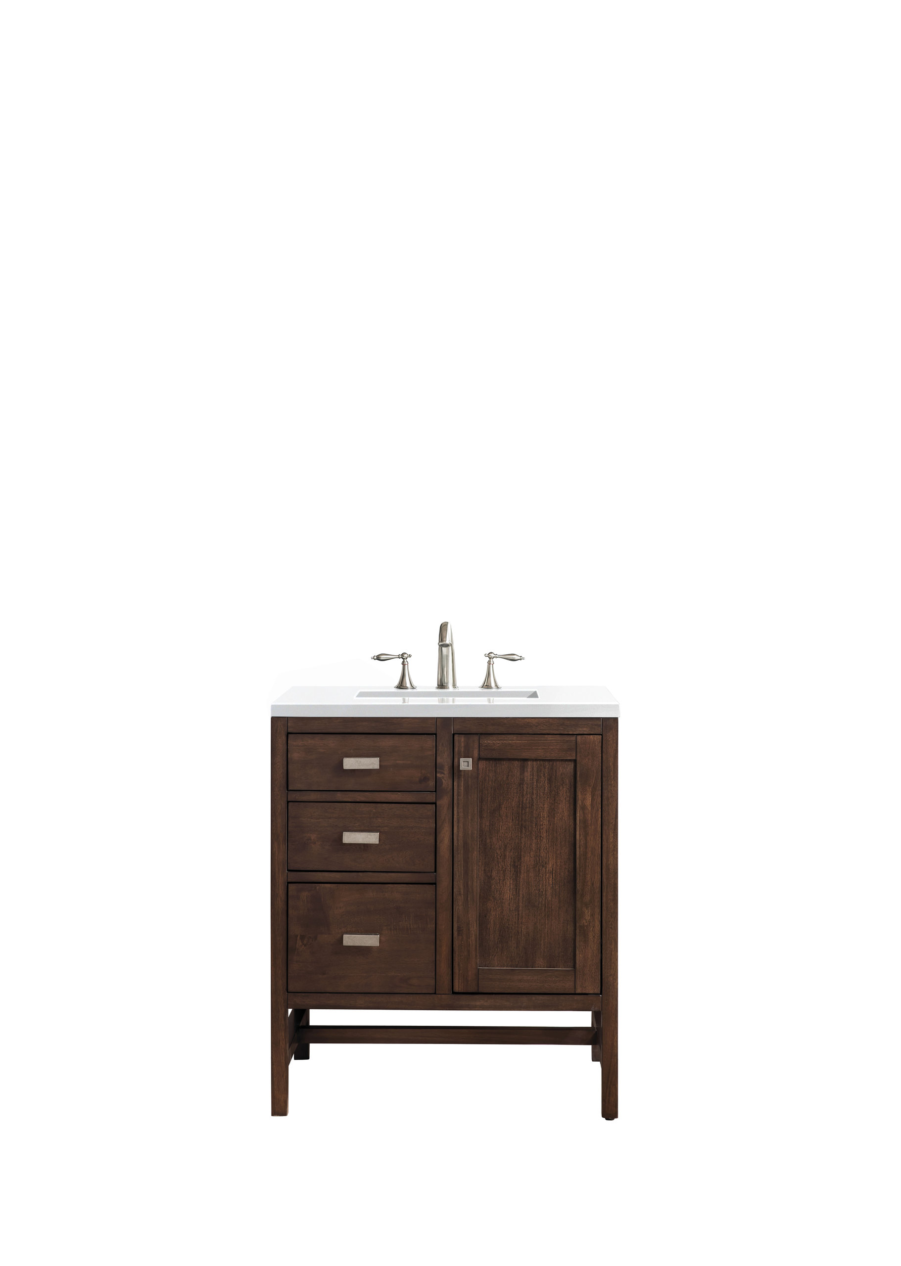 Addison 30" Vanity, Mid Century Acacia, Classic White Quartz Top ...