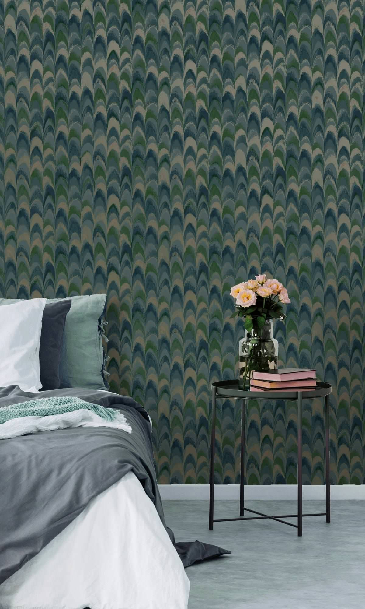 Peacock Feather Inspired Geometric Wallpaper Roll, Sample ...