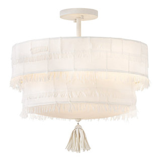 Baya LED Semi-Flush Mount in Textured Plaster - Transitional - Flush ...