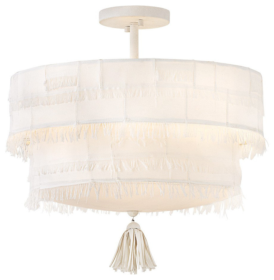 Baya LED Semi-Flush Mount in Textured Plaster - Transitional - Flush ...