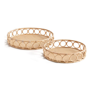Ninette Rattan Round Trays, Set of 2 - Tropical - Serving Trays - by ...
