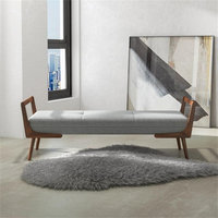 Poppy Mid-Century Modern Rectangular Fabric Upholstered Bench in Gray ...