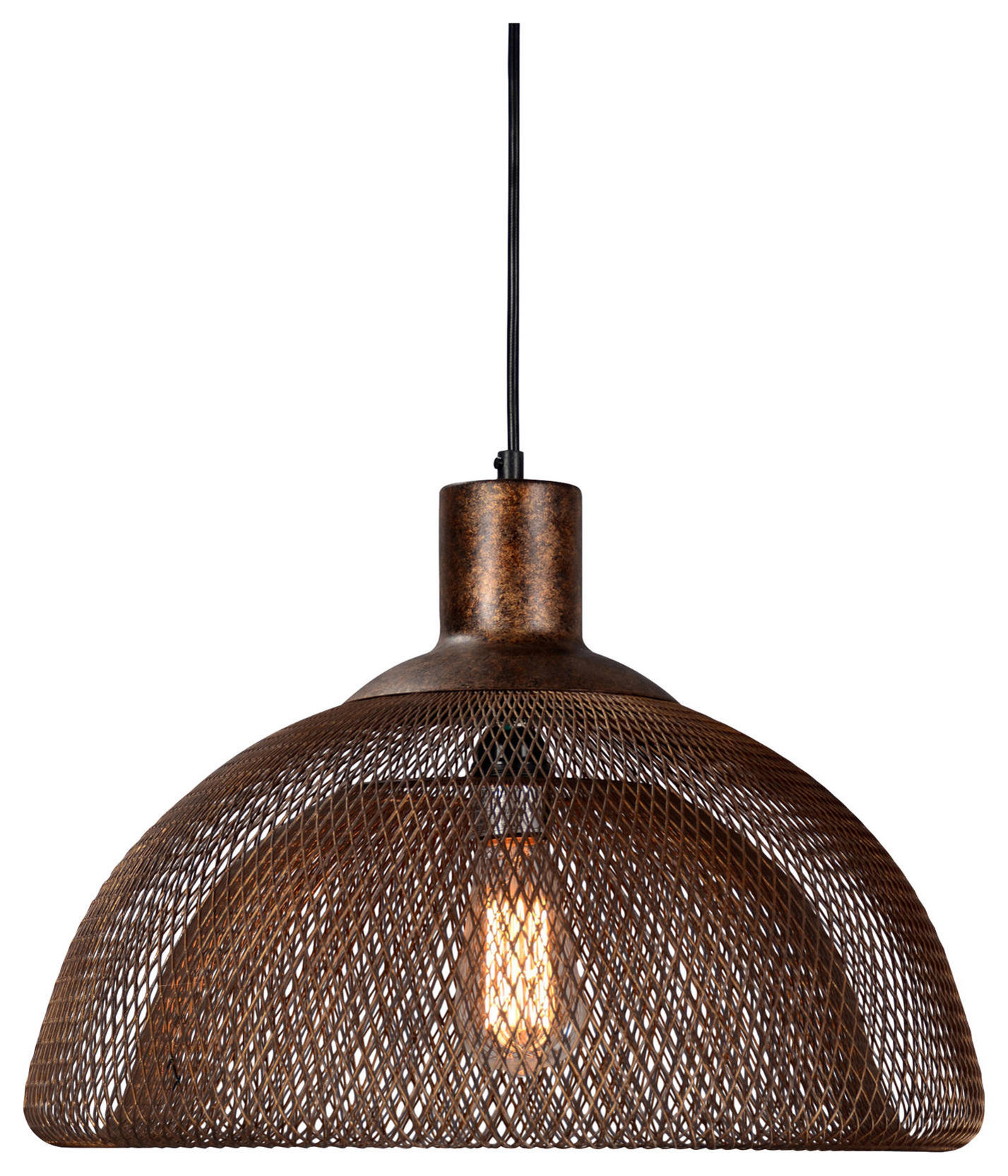 Polaris Distressed Iron Mesh Pendant Small, Rustic Bronze by Kosas Home ...