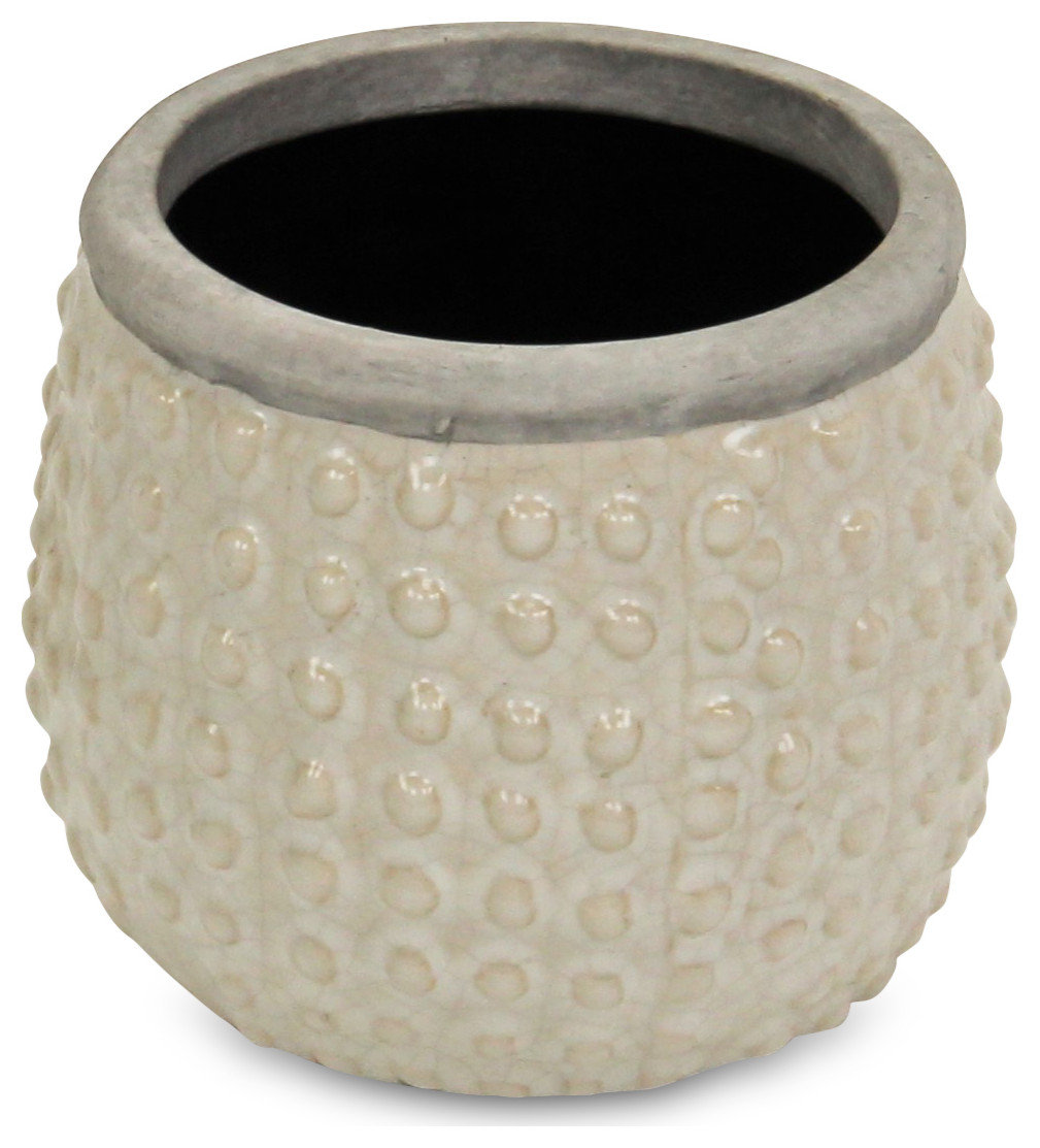 Beige Ceramic Pot - Small and Curved - Farmhouse - Outdoor Pots And ...