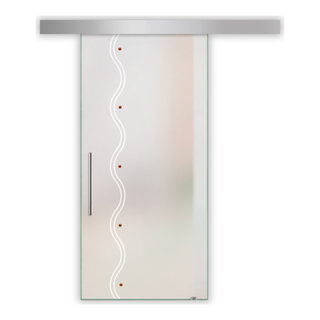 Sliding Glass Door With Faceted Stone ALU100, 26"x81" - Contemporary ...