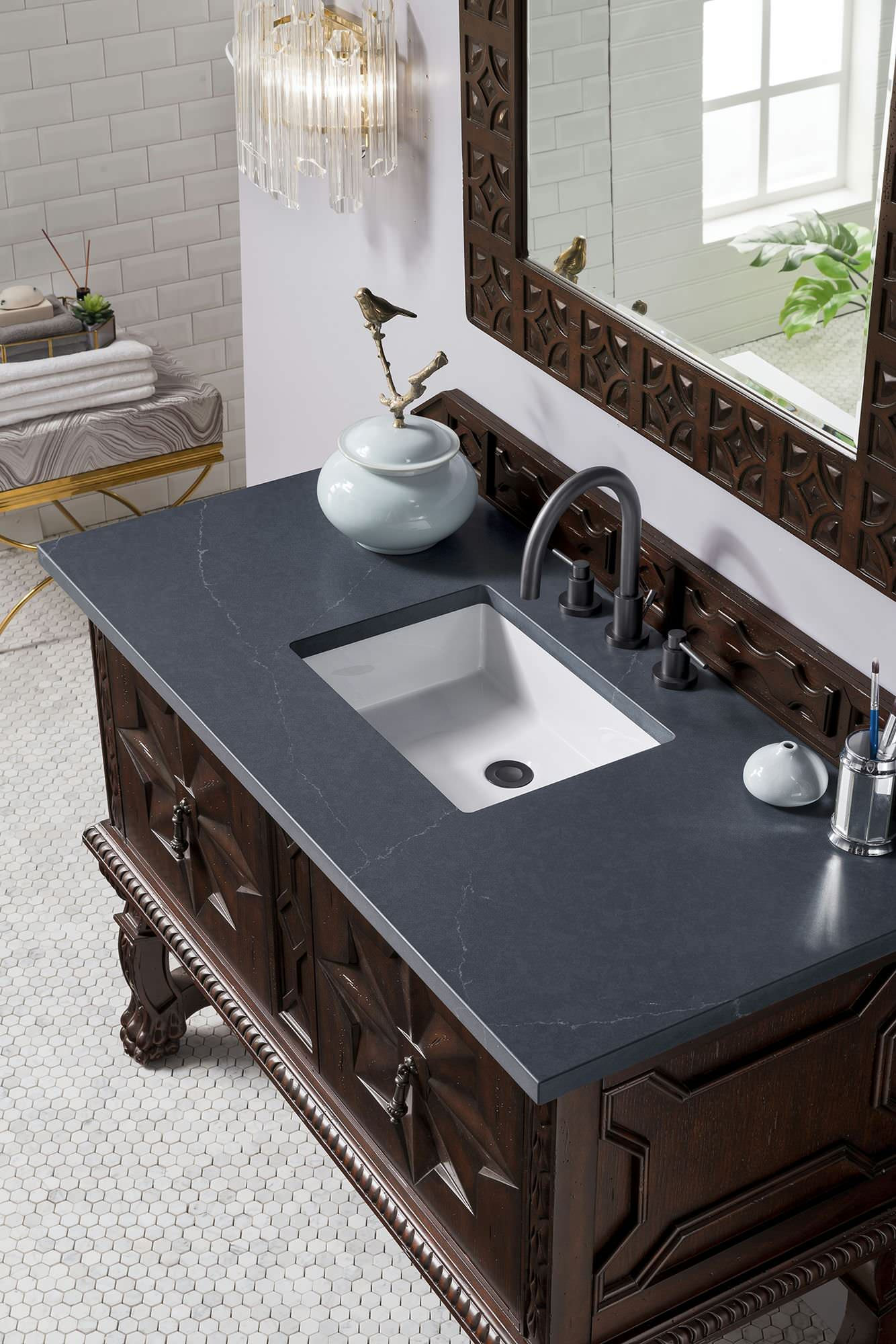Balmoral 48" Single Vanity Antique Walnut, 3 Cm Charcoal Soapstone ...