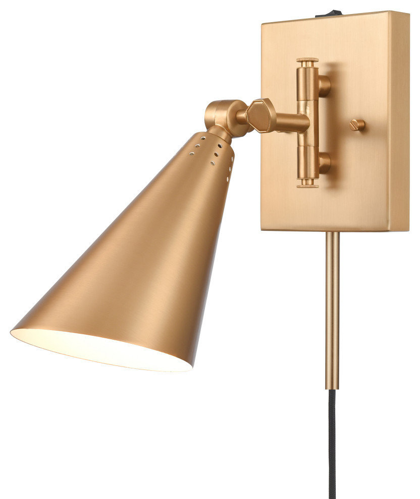 Whitmire 10.25'' High 1-Light Plug-In/Hardwire Sconce Brushed Gold - Transitional - Swing Arm ...