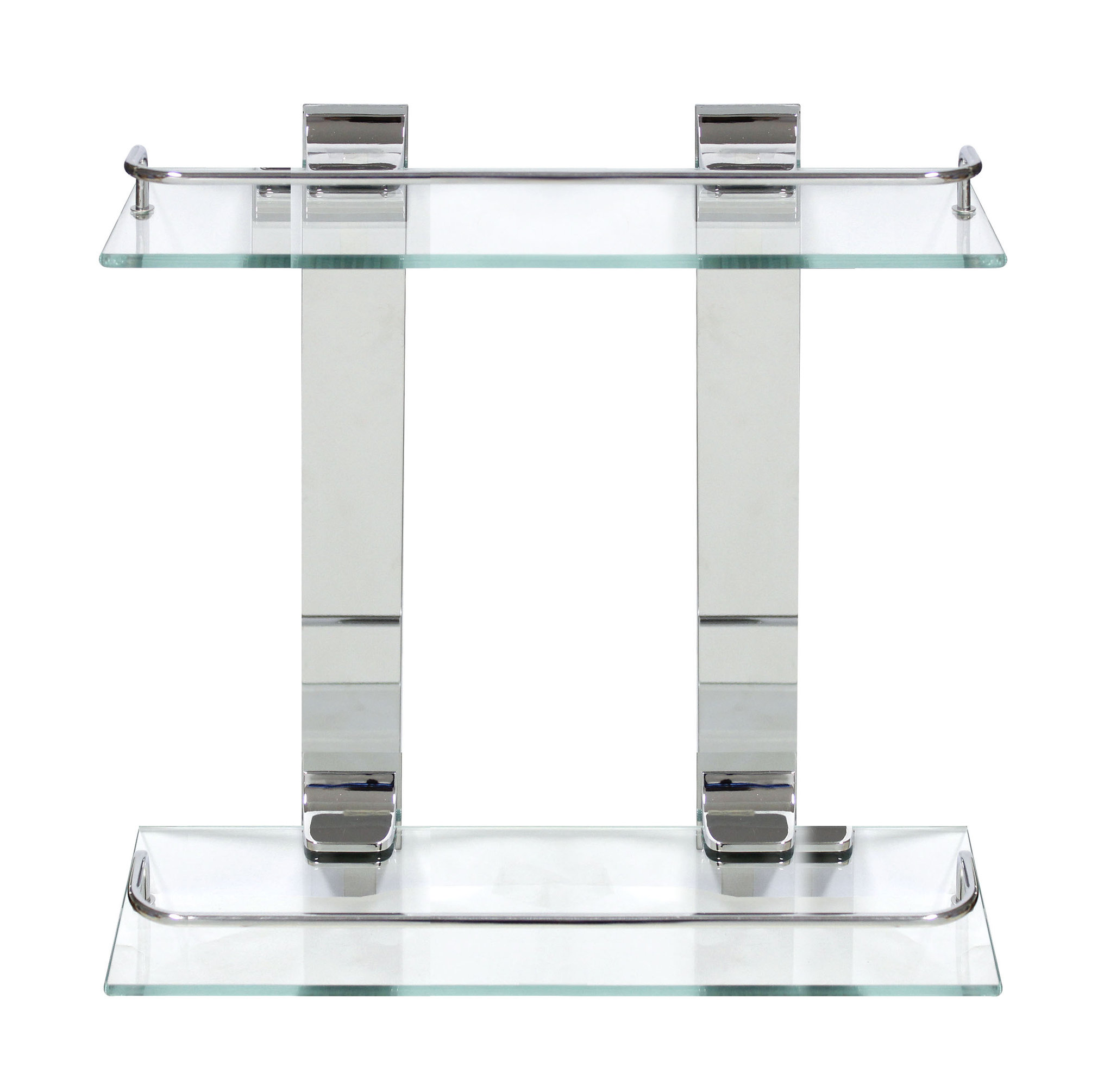 MODONA's 13.75" Double Glass Wall Shelf With Rail - Contemporary ...