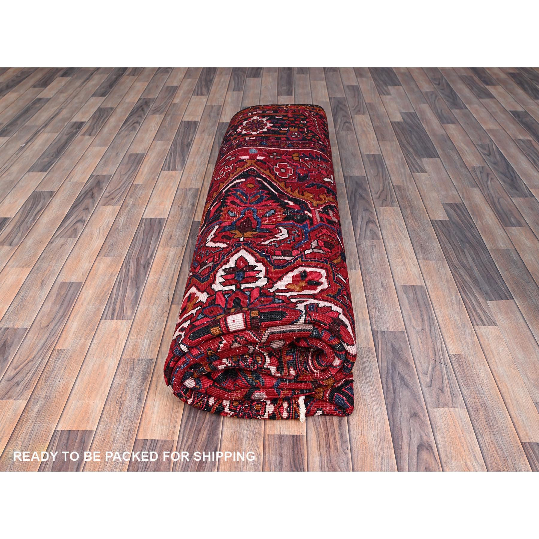 Dutch Tulip Red Semi Antique Hand Knotted Shiny Wool Oriental Rug 9'7 ...