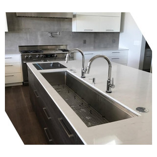 Large Ledge sink 72" with dual faucets and offset drain and sink grids ...