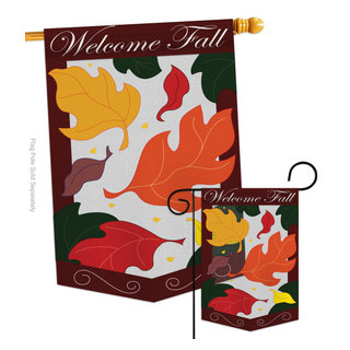 Welcome Fall Leaves Fall Harvest & Autumn Flags Set, 28" X 40" X 0.1 ...