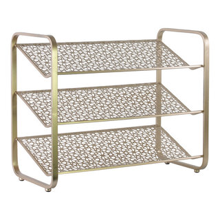 Metal 3 Tier Shoe Rack, Metallic Gold - Contemporary - Shoe Storage ...