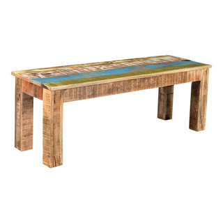 Timbergirl Suman Rustic Multicolor Bench, 18" Height X X 50" Wide X 16 ...