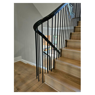 115_Stunning Continuous Rail System on 3 Story Floating Stairs ...