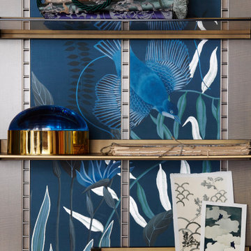 75 Wallpaper Home Office with Blue Walls Ideas You'll Love - June, 2022 ...