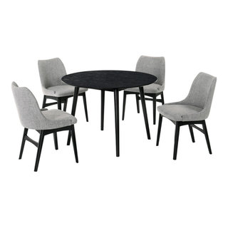 Arcadia and Azalea Round and Wood 5-Piece Dining Set, 42" - Midcentury ...