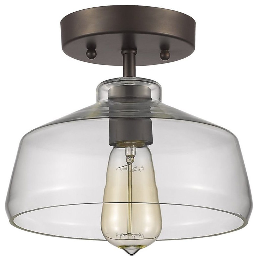 CHLOE Dickens Industrial 1 Light Bronze Semi-flush Ceiling Fixture 9 ...