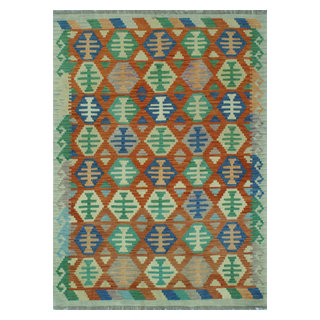 Sun Faded Kilim Quincy Rust/Blue Rug, 4'8x6'6, 4'8x6'6 - Southwestern ...