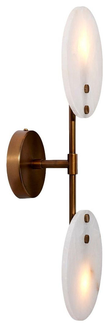 Mid Century Modern White Alabaster Stone Disc Wall Sconce 23 in Circle ...