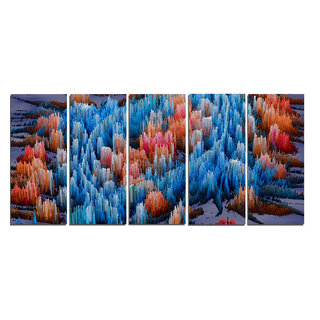 "Macro Render Structure, Blue and Red" Canvas Print, 60"x28" 5 Panels ...