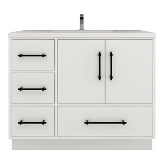 Victoria 42" Solid Wood Bath Vanity Left Side Drawers - Transitional ...