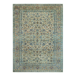 Super Fine Vintage Sayagul Lt. Green/Blue Rug, 9'9x13'10, 9'9x13'10 ...