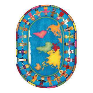 Hands Around the World 10'9" x 13'2" Oval area rug in color Multi ...
