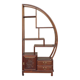Chinese Brown Half-Round Shape Display Curio Cabinet Room Divider ...