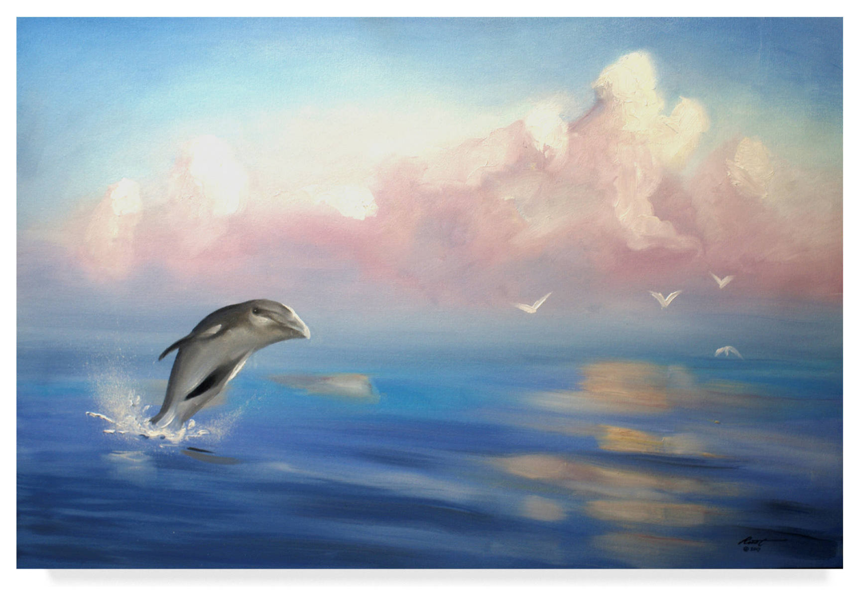 "Dolphin" by D. Rusty Rust, Canvas Art, 12"x19" - Beach Style - Prints ...