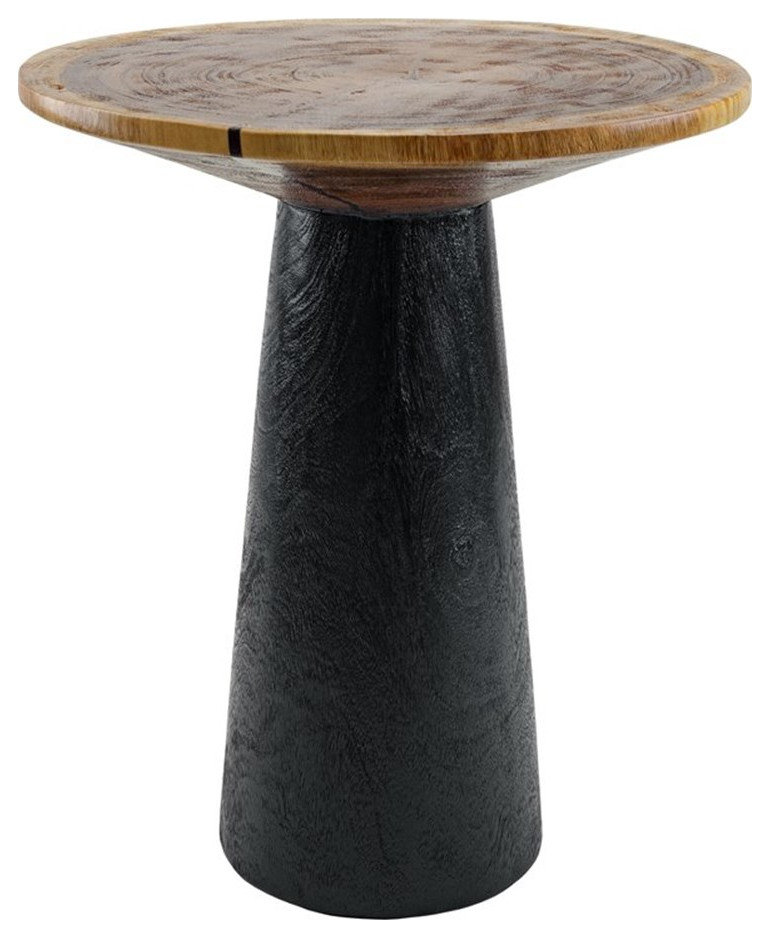 New Pacific Direct Edgar Solid Trembesi Wood Side/End Table in Natural Black - Rustic - Side ...