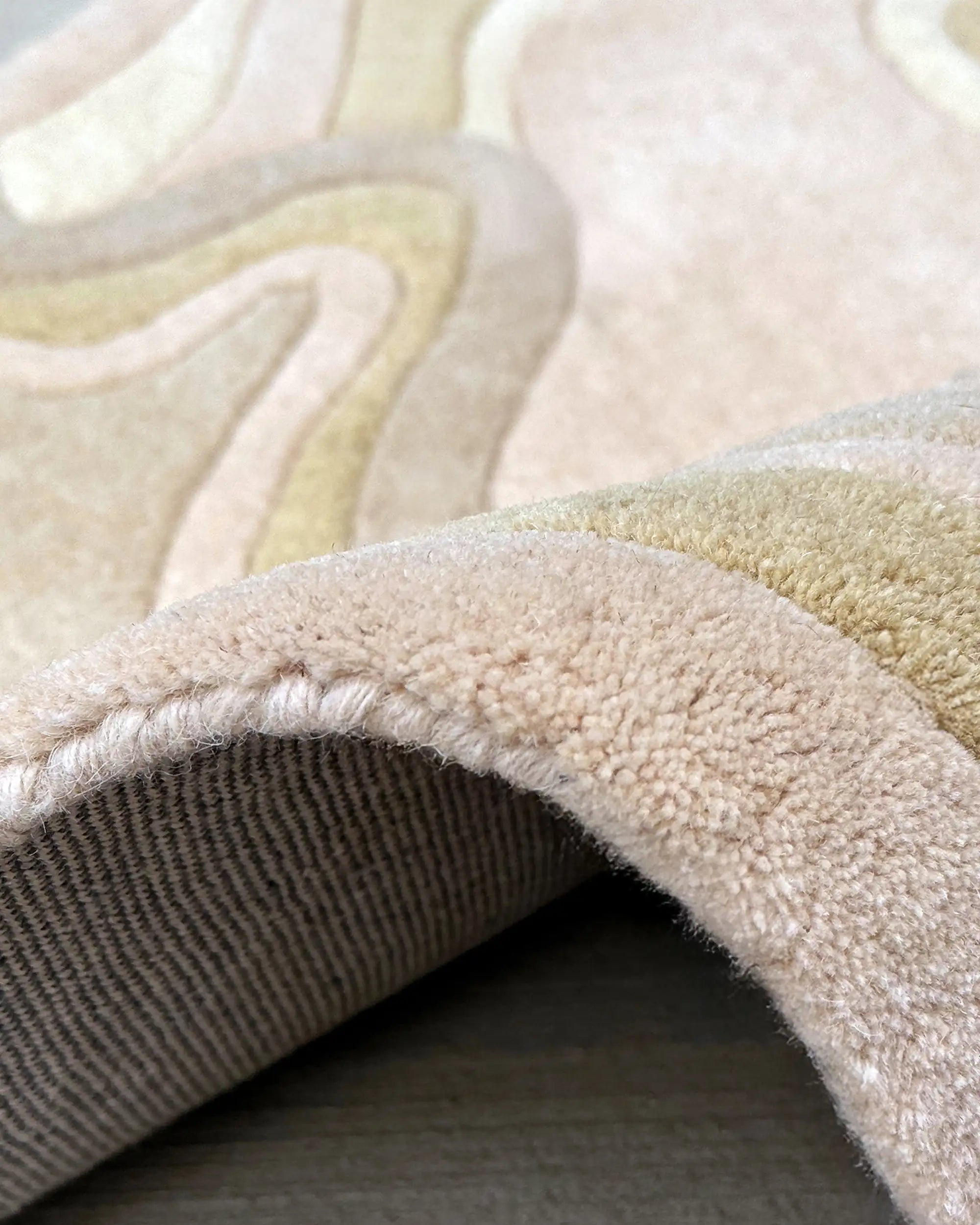 Jubi Rolling Tides Tan Organic Shaped Rug, Modern Neutral Hand-Tufted ...