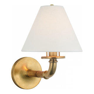 Dalfern Waxed Bamboo and Natural Brass Medium Single Sconce - Asian ...