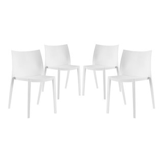 Modern White Gallant Dining Side Chair Set of 4, 21.5"Lx15.5-16.5"Wx32 ...