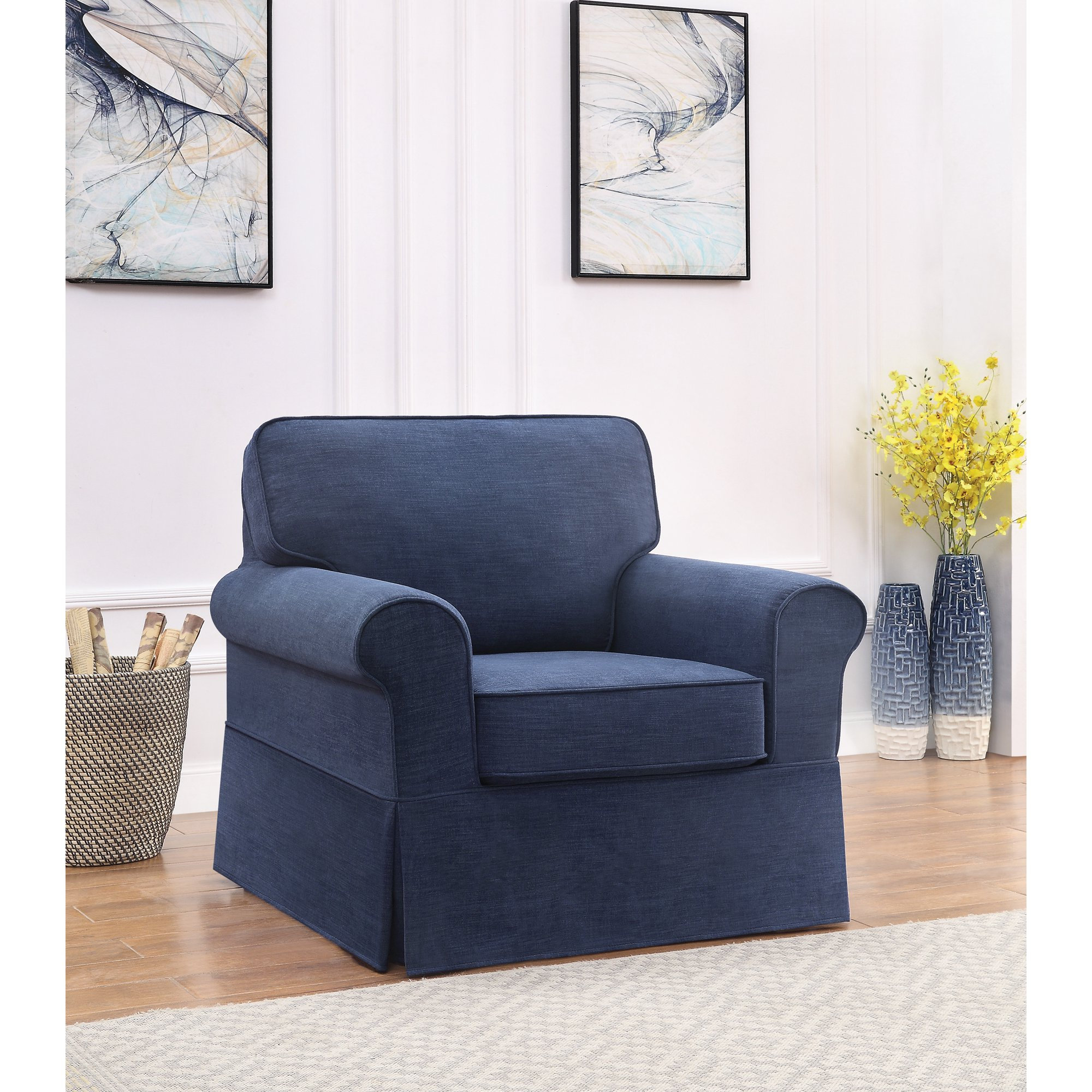 Comfortable Accent Chair with Extra Padded Seat, Rounded Arms, and ...