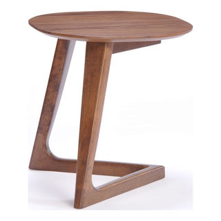 Mod Walnut Wood Asymmetric End Table - Midcentury - Side Tables And End ...