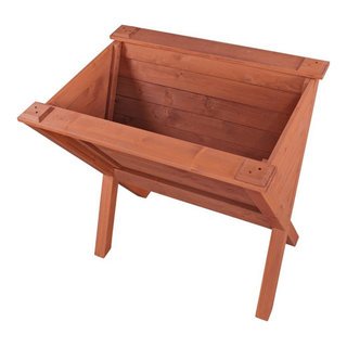 Leisure Season V-Shape Wedge Raised Wood Planter in Medium Brown ...