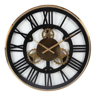 Industrial Black Stainless Steel Metal Wall Clock 43514, 32" x 2" x 32 ...