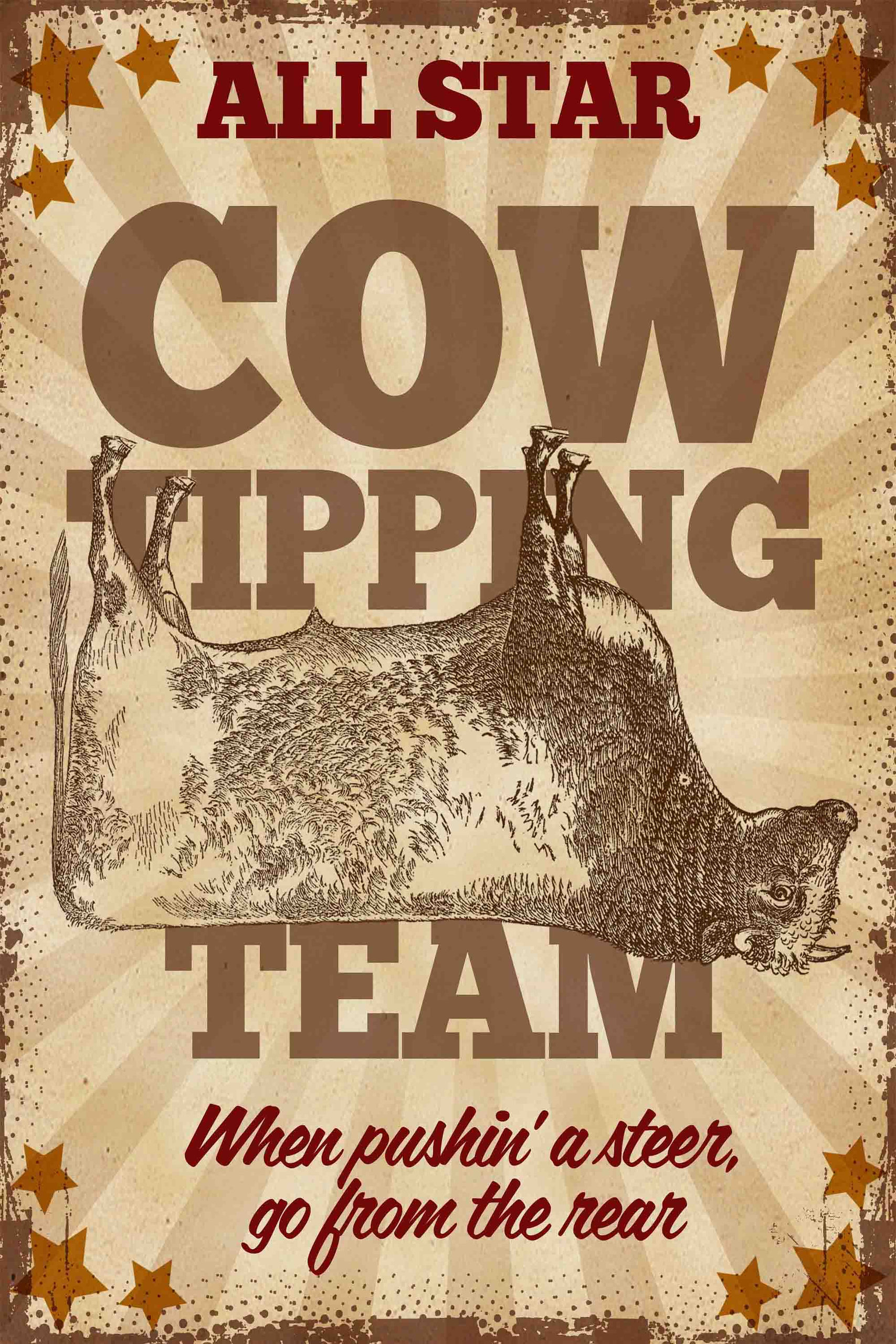 "Cows Tipping" Painting Print on Canvas, 16"x24" - Southwestern ...