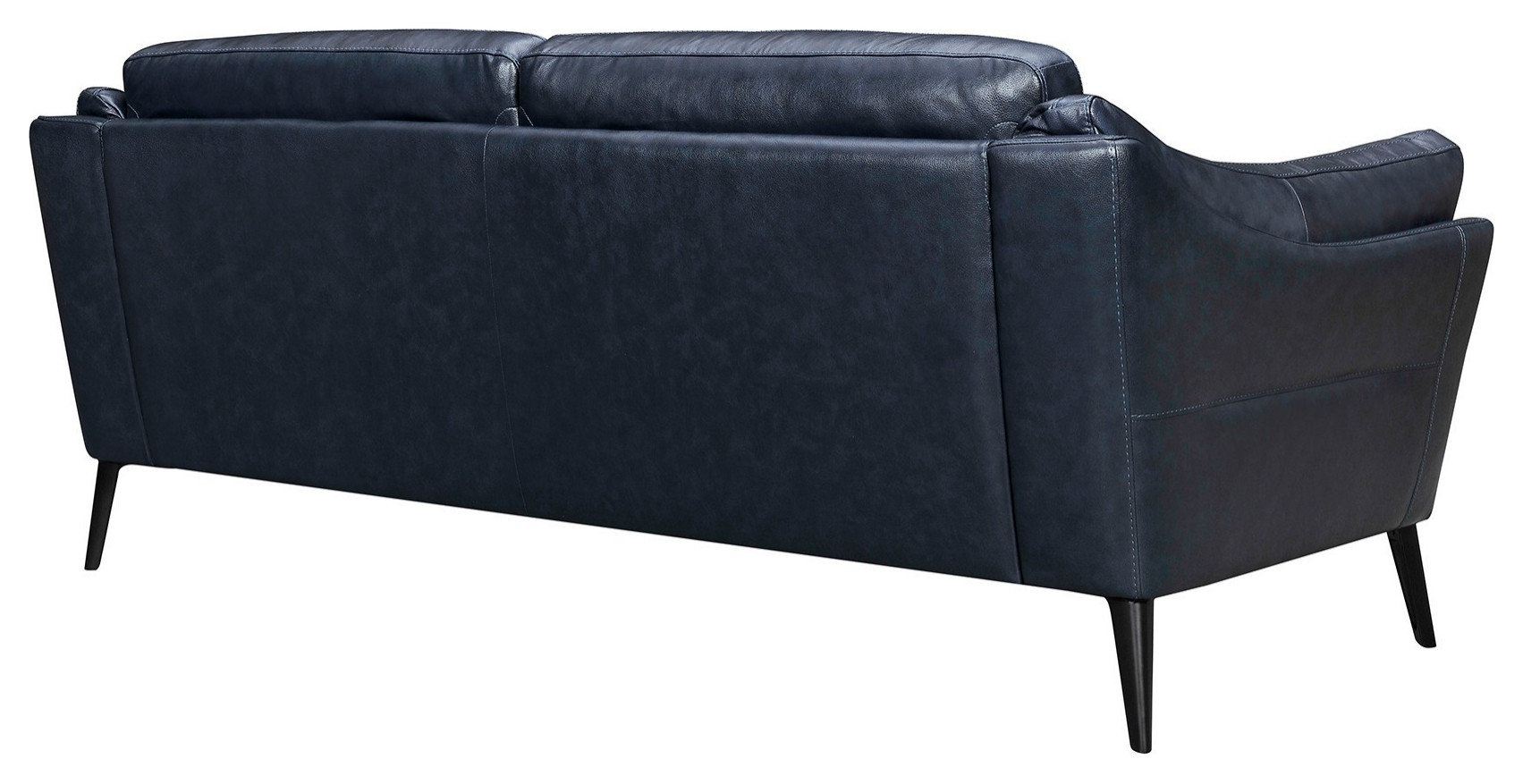 Benzara BM236602 87" Modern Leather Sofa With Angled Legs, Blue ...