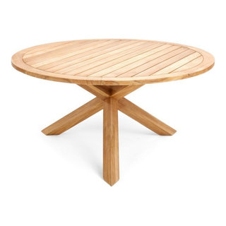 Winston All-Natural Teak Outdoor 60" Round Dining Table - Transitional ...