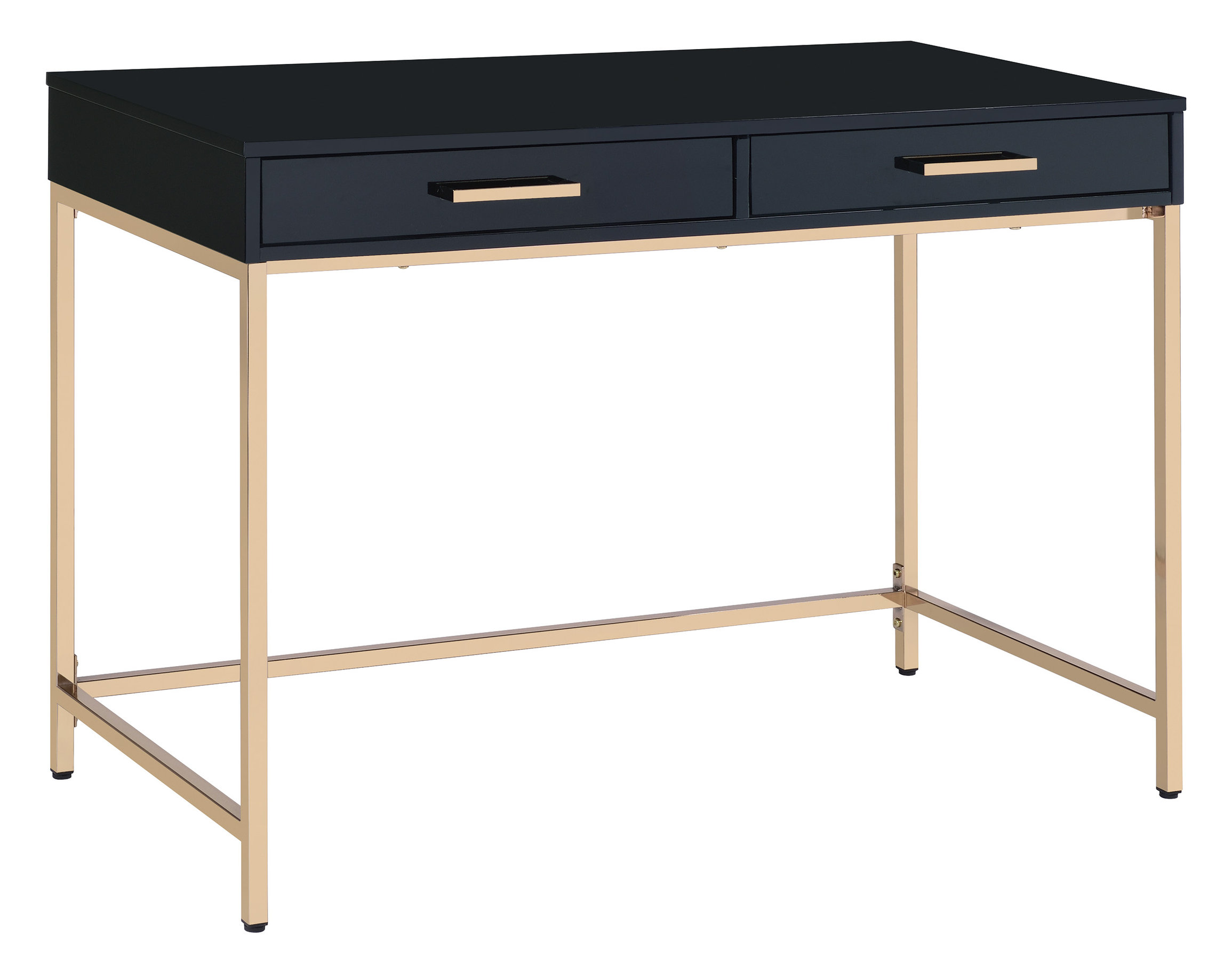 Alios Desk With Black Gloss Finish and Gold Frame - Contemporary ...