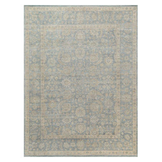 Harper Hand-Knotted Wool Blue/Beige Area Rug, 12'x15' - Contemporary ...