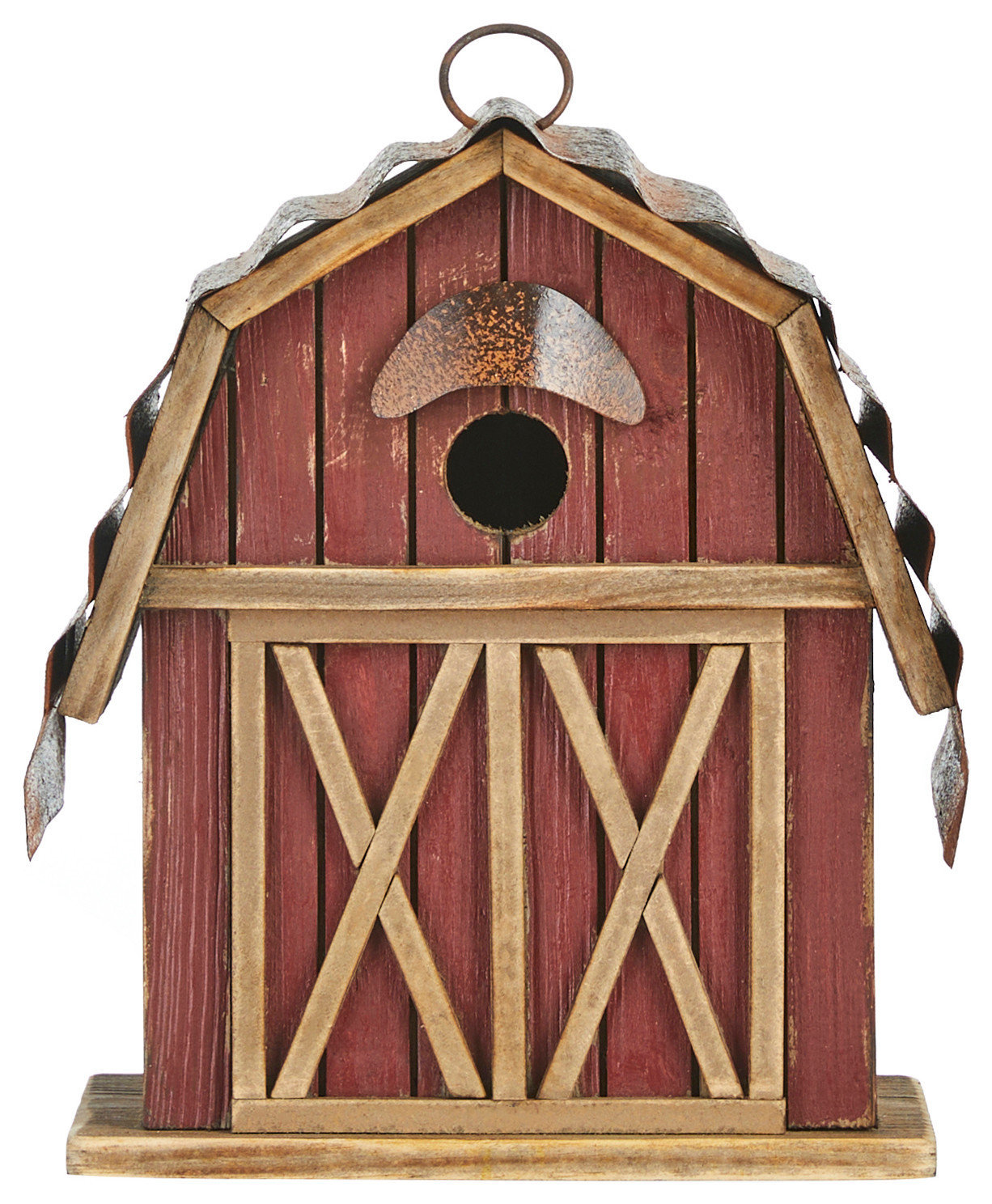 10.25" H Wood Barn Bluebird House for Garden Hand Painted Hanging ...