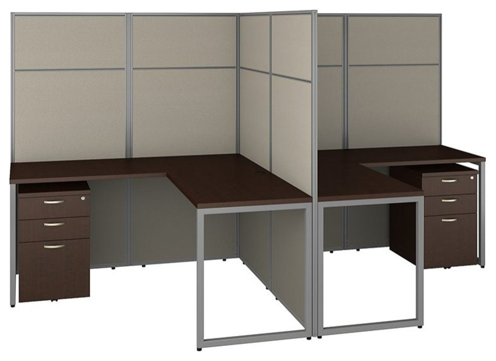 Scranton & Co Furniture 60W 2 Person L Shaped Cubicle with Storage in ...